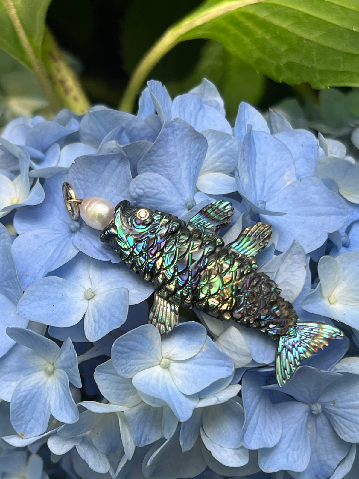 Articulated Fish in Abalone with Pearl – Maura Green