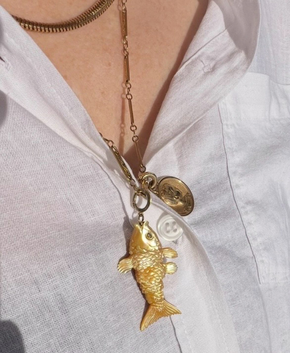Articulated Fish in Golden Mother of Pearl – Maura Green