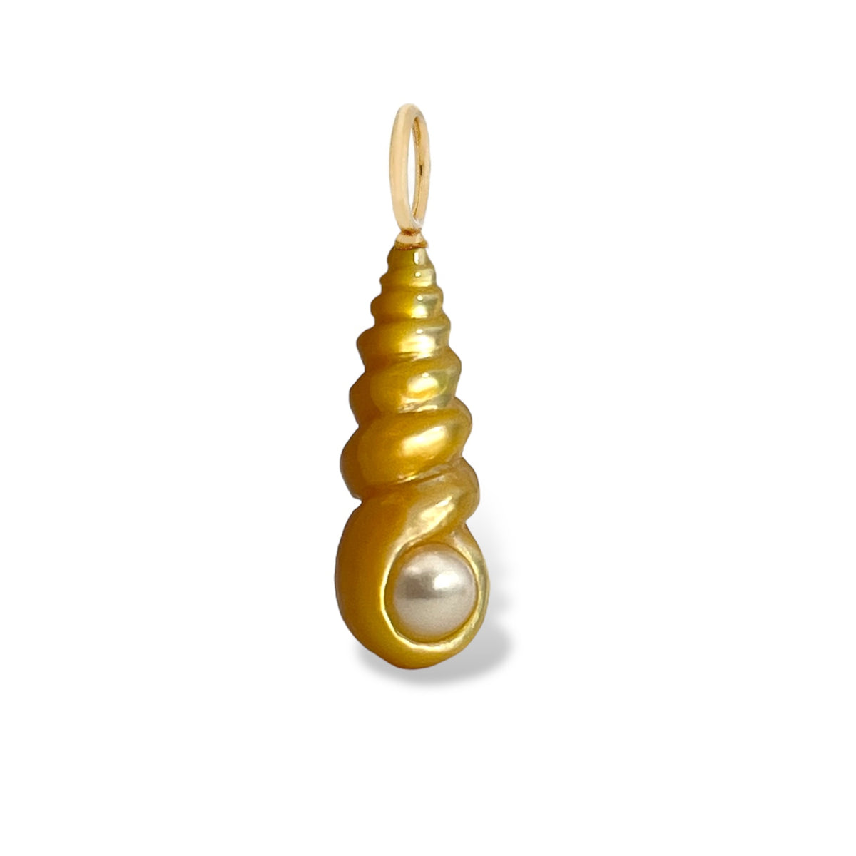 Golden Spiral Shell with Pearl – Maura Green