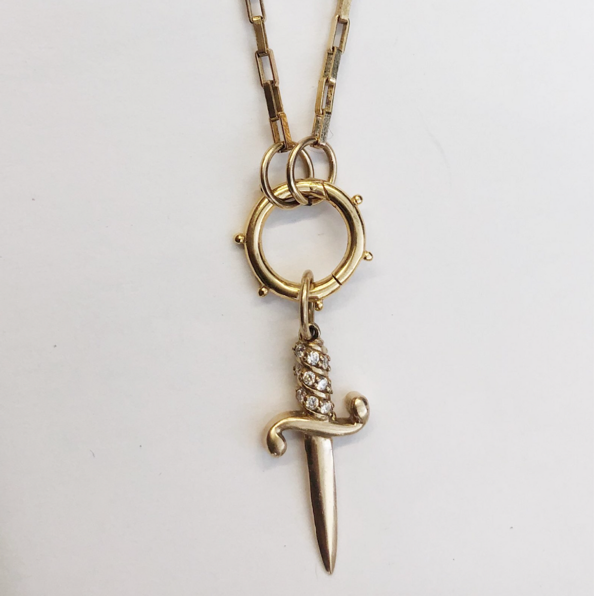 Snap Circle with Dots Charm Holder in 14K Gold 12mm – Maura Green